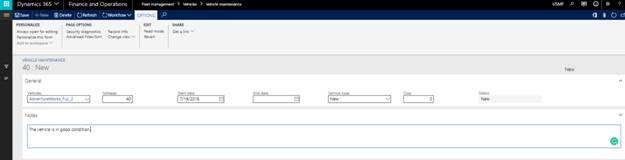 Fleet management - Dynamics 365 for finance and operations